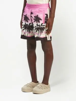 Palm Angels Sunset-print Striped Track Shorts
