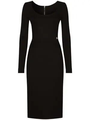 Dolce & Gabbana Logo Plaque Milano-rib Midi Dress