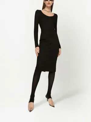 Dolce & Gabbana Logo Plaque Milano-rib Midi Dress