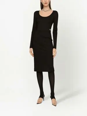 Dolce & Gabbana Logo Plaque Milano-rib Midi Dress
