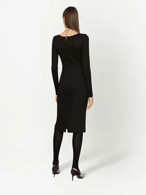Dolce & Gabbana Logo Plaque Milano-rib Midi Dress