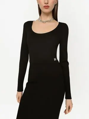 Dolce & Gabbana Logo Plaque Milano-rib Midi Dress