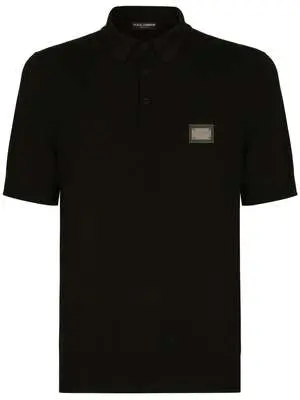 Dolce & Gabbana Logo-tag Wool Polo Shirt - Black