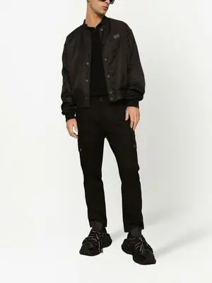 Dolce & Gabbana Logo-tag Wool Polo Shirt - Black