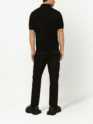 Dolce & Gabbana Logo-tag Wool Polo Shirt - Black