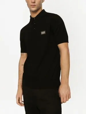 Dolce & Gabbana Logo-tag Wool Polo Shirt - Black