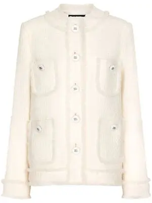 Dolce & Gabbana Single-breasted Tweed Jacket - Neutrals