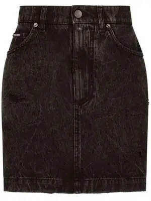 Dolce & Gabbana High-waisted Denim Miniskirt - Black