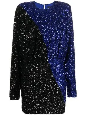 ROTATE BY BIRGER CHRISTENSEN Two-tone Sequin Minidress - Blue