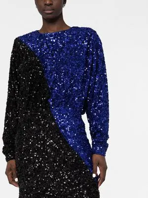 ROTATE BY BIRGER CHRISTENSEN Two-tone Sequin Minidress - Blue