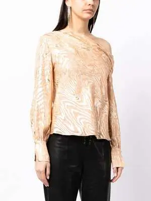 Simkhai Alice Moire Abstract-print Blouse - Orange