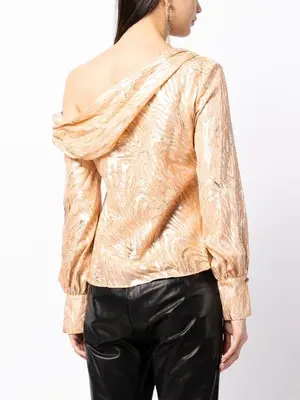 Simkhai Alice Moire Abstract-print Blouse - Orange