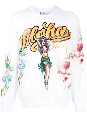 Philipp Plein Hawaii-print Sweatshirt - White