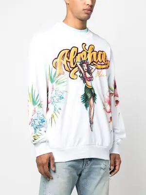 Philipp Plein Hawaii-print Sweatshirt - White