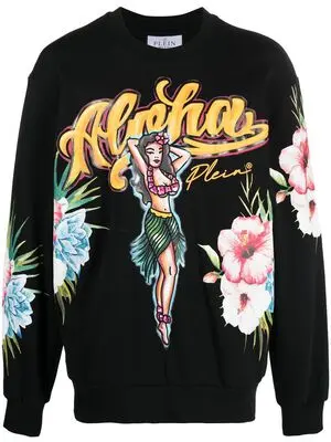 Philipp Plein Hawaii-print Sweatshirt - Black