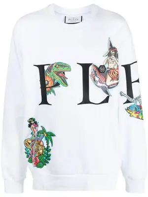Philipp Plein Logo-print Crew Neck Sweatshirt - White