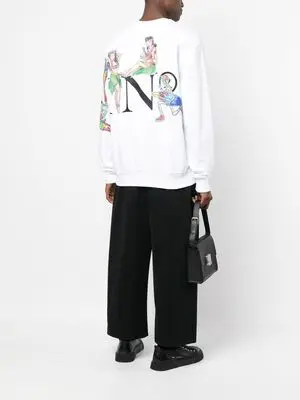 Philipp Plein Printed Cotton Crewneck Sweatshirt - White