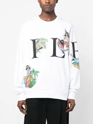 Philipp Plein Printed Cotton Crewneck Sweatshirt - White