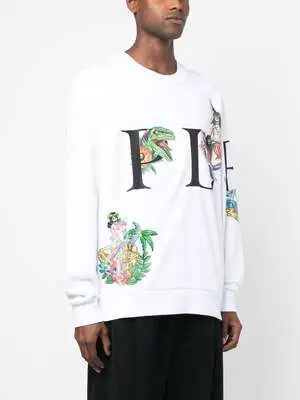Philipp Plein Printed Cotton Crewneck Sweatshirt - White