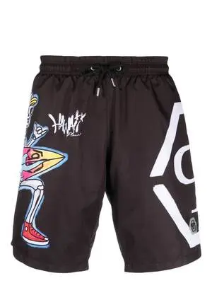 Philipp Plein Graffiti-print Drawstring-waist Swim Shorts