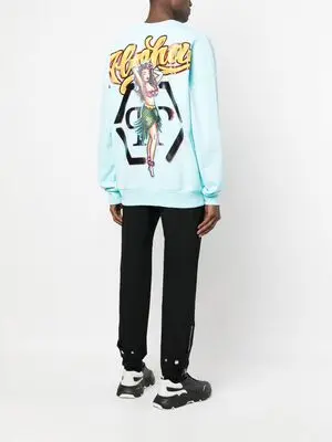 Philipp Plein Hawaii-print Detail Sweatshirt - Blue