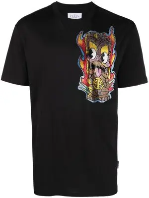 Philipp Plein Hawaii Embellished Short-sleeve T-shirt - Black