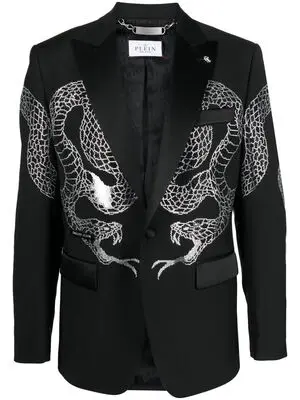 Philipp Plein Crystal-embellished Single-breasted Blazer