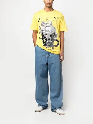 Philipp Plein Snake-print Short-sleeve T-shirt - Yellow