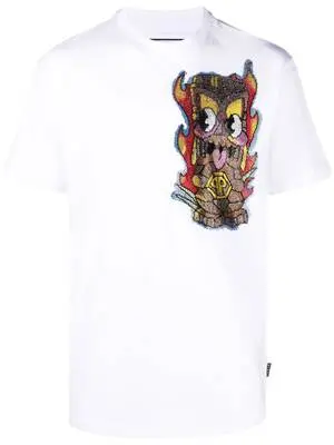 Philipp Plein Hawaii Embellished Short-sleeve T-shirt - White