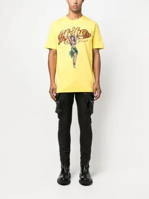 Philipp Plein Graphic-print Crystal-embellished T-shirt - Yellow