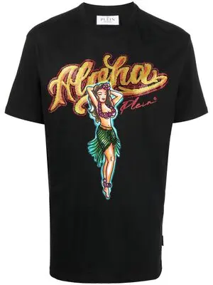 Philipp Plein Hawaii Embellished Short-sleeve T-shirt - Black