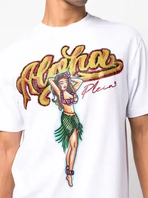 Philipp Plein Graphic-print Crystal-embellished T-shirt - White
