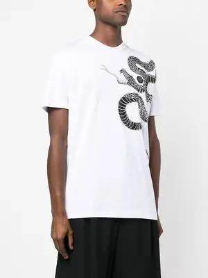 Philipp Plein Embellished Snake-print T-shirt - White