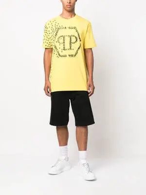 Philipp Plein Skull Bones Logo-print T-shirt - Yellow