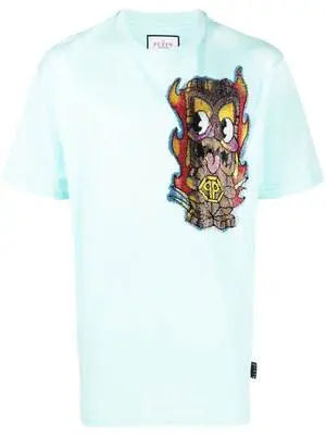 Philipp Plein Hawaii Embellished Short-sleeve T-shirt - Blue