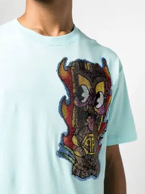 Philipp Plein Hawaii Embellished Short-sleeve T-shirt - Blue