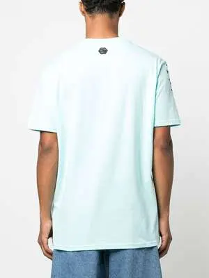 Philipp Plein Skull Bones Logo-print T-shirt - Blue