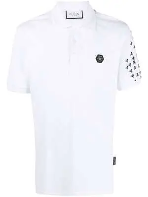 Philipp Plein Skull And Bones Cotton Polo Shirt - White