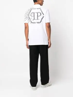 Philipp Plein Skull And Bones Cotton Polo Shirt - White