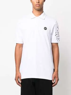 Philipp Plein Skull And Bones Cotton Polo Shirt - White