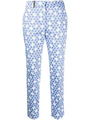 Peserico Geometric-print Trousers - Blue