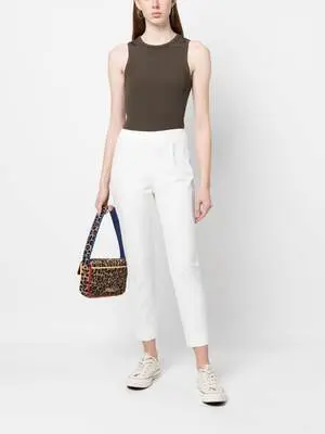 Peserico Cropped Tapered-leg Trousers - White