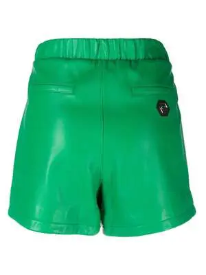 Philipp Plein Rhinestone-embellished Leather Shorts - Green