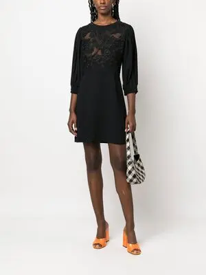 See By Chloé Floral-panelled Mini Dress - Black