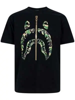A BATHING APE Abc Camo Shark /green T-shirt - Black