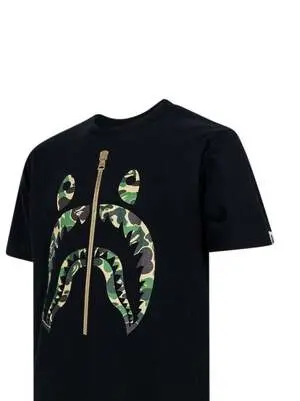 A BATHING APE Abc Camo Shark /green T-shirt - Black