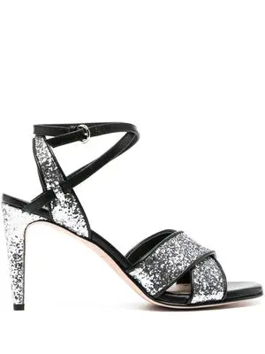 Red Valentino 95mm Glitter Ankle-strap Sandals - Grey