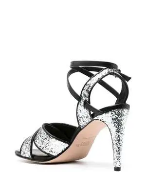 Red Valentino 95mm Glitter Ankle-strap Sandals - Grey