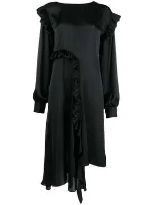 Remain Birger Christensen Ruffled Long-sleeved Maxi Dress - Black