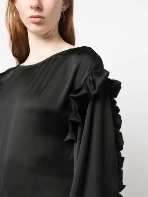 Remain Birger Christensen Ruffled Long-sleeved Maxi Dress - Black